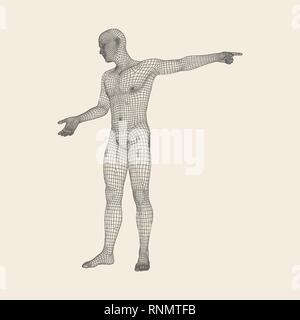 Man pointing his finger. 3d model of man. Vector illustration Stock ...