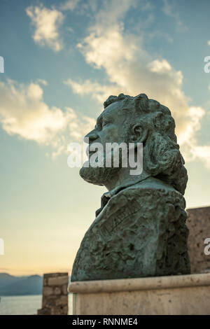 The home of Yiannis Ritsos in Monemvasia medieval town. Outside is the ...