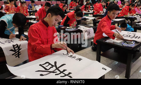 Dalian, China. 19th Feb, 2019. Dalian, CHINA-Pupils attend the ...