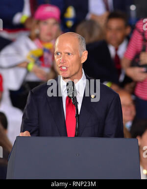 U.S. Sen. Rick Scott (R-FL) speaks to reporters as he walks through the ...