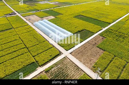 Miyi. 19th Feb, 2019. Aerial photo taken on Feb. 19, 2019 shows ...