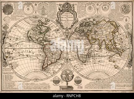 Mappe-monde, ou carte generale de la terre - divisée en deux hemispheres suivant la projection ...