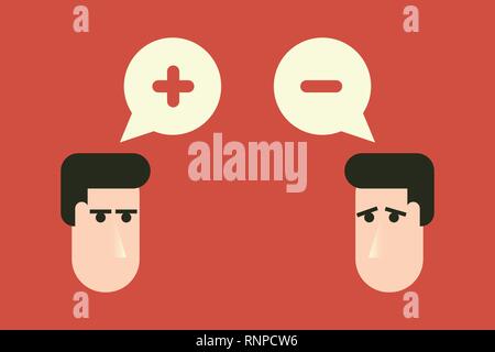 Two human heads with opposite thinking. The concept of chaos and order ...