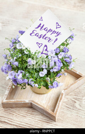 Happy Easter postcard on white marble table Stock Photo - Alamy