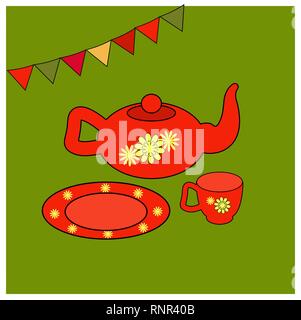 Tea pot or kettle with floral ornament decoration Stock Vector Image ...