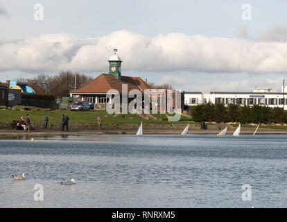 Members of the Tynemouth Model Boat Club sail their model boats at the ...