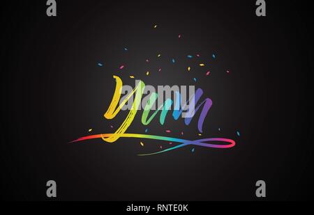 Yum Creative Word Text with Handwritten Rainbow Vibrant Colors and ...