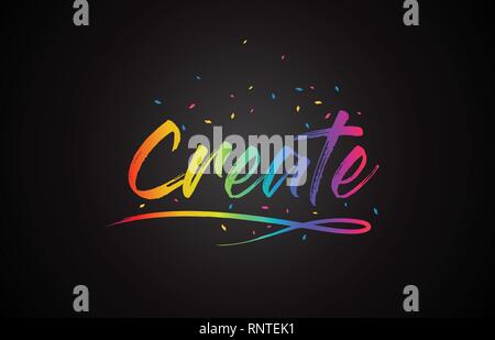 Create Creative Word Text with Handwritten Rainbow Vibrant Colors and ...