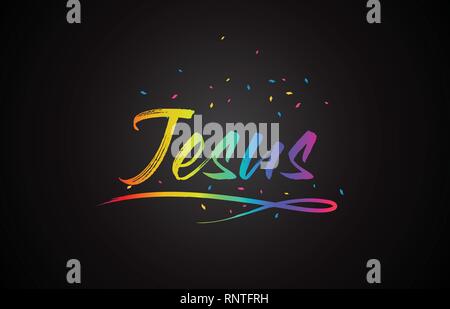 Jesus Creative Word Text with Handwritten Rainbow Vibrant Colors and ...
