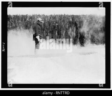 Cavalryman guard at Midway geyser basin, Yellowstone National Park ...