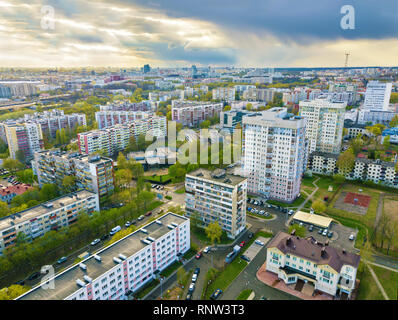 Big city spring aerial view. Cityscape of Minsk, capital of republic ...