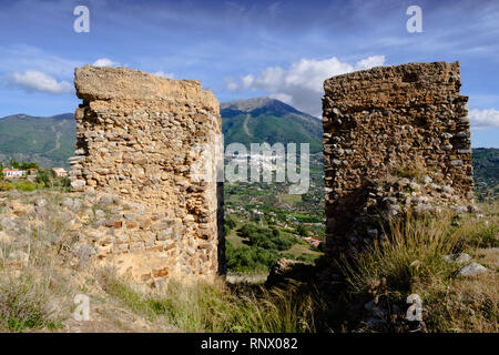 View of Alcaucin from the ruins of the Arab fortress of Castillo de ...