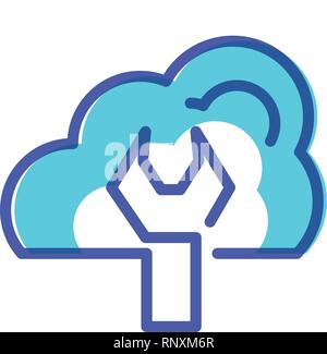 wrench with nut metal and cloud computing vector illustration design ...