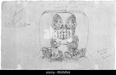 This pencil drawing by George French Angas from 1844 depicts the carved ...
