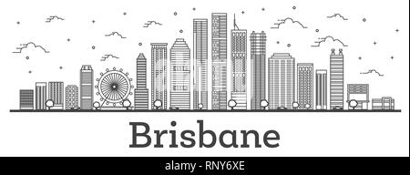 Brisbane Australia city skyline vector silhouette illustration Stock ...