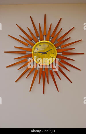 Retro 1970's clock on a wall Leicester UK Stock Photo - Alamy
