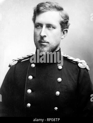 A portrait bust of Prince Albert of Belgium, shown in military uniform ...