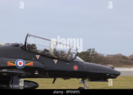 BAE Hawk T2trainer jet at RAF Valley, Anglesey, Wales Stock Photo - Alamy