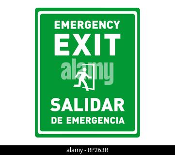 Emergency Exit Sign in English and French - Sortie de Secours. French ...