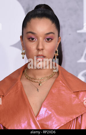Grace Carter arriving at the Brit Awards 2020 held at the O2 Arena ...