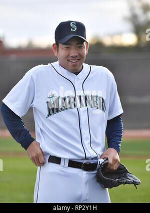 Seattle Mariners pitcher Yusei Kikuchi during spring training baseball ...