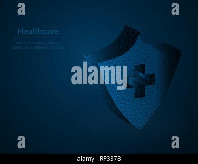 Shield 3d low poly symbol with connected dots. Protect, antivirus ...