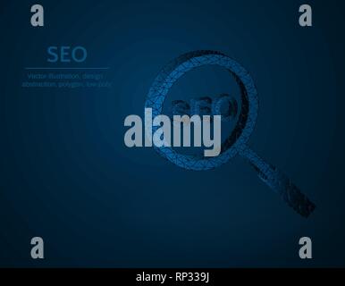 Magnifying glass 3d low poly symbol with binary code background ...