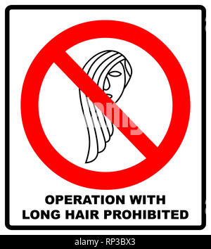 Operation with long hair prohibited sign. illustration isolated on ...
