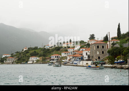 The port of Gerakas on the most Southern marine fjord in Europe, Greece ...