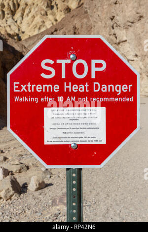 "Stop Extreme Heat Danger" warning sign, Death Valley National Park ...