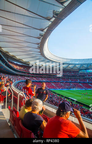 Football match, previous moments. Wanda Metropolitano stadium, Madrid ...