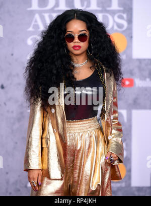 H.E.R aka Gabriella "Gabi" Wilson attending the Brit Awards 2019 at the ...