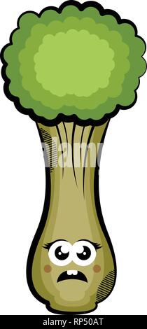 Cartoon character of celery with what expression. Vector illustration ...