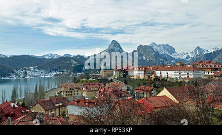 The 'new' village of Riaño, León in northern Spain. Riaño was rebuilt ...