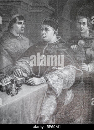 An old engraving of a Catholic priest, Father Mathew, comforting a ...