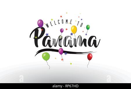 PanamaCity Welcome to Text with Colorful Balloons and Stars Design ...