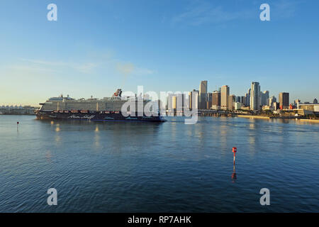 Miami, Florida 11-10-2018 Cruise ship in the Port of Miami turning ...