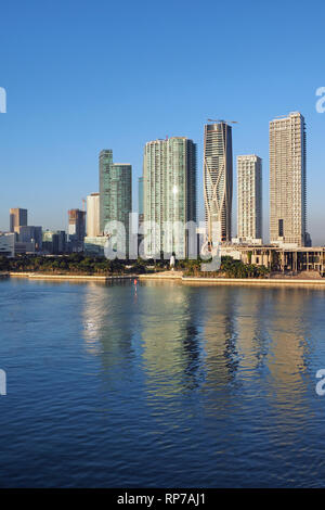 Miami, Florida 11-10-2018 Cruise ship in the Port of Miami turning ...
