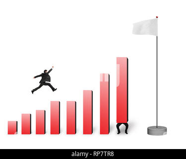 Business people jumping over bar charts Stock Photo - Alamy