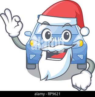 Santa police car Cartoon character design having box of gifts Stock ...