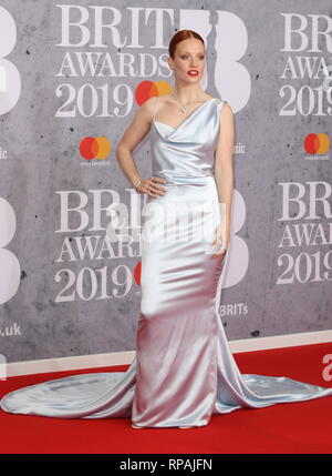 London UK Jess Glynne at BRIT Awards 2016 Red Carpet Arrivals at the O2 ...