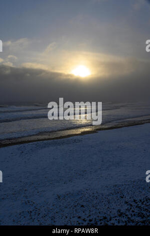 Snow on Beach, Blyth, Northumberland, UK Stock Photo - Alamy