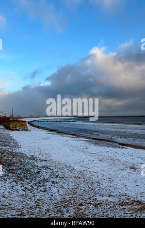 Snow on Beach, Blyth, Northumberland, UK Stock Photo - Alamy