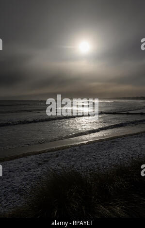 Snow on the Beach, Blyth, Northumberland Stock Photo - Alamy
