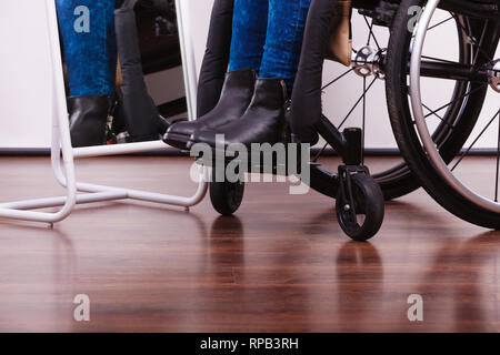 Disability sadness disease tragedy concept. Sad girl on wheelchair ...