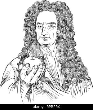Isaac Newton, an English physicist and mathematician.Sketch ...
