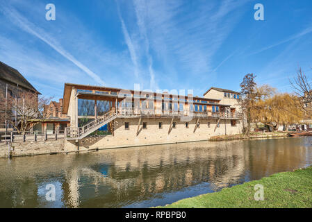 Darwin college, university of Cambridge, England, on a bank of the ...