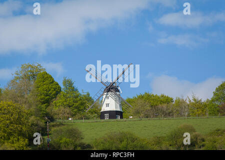 Cobstone Windmill above Turville Village in snow, Chiltern Hills ...