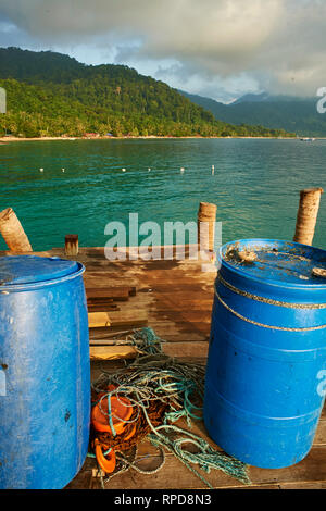 jetty of the Panuba Inn Resort in Tioman island, Malaysia Stock Photo ...