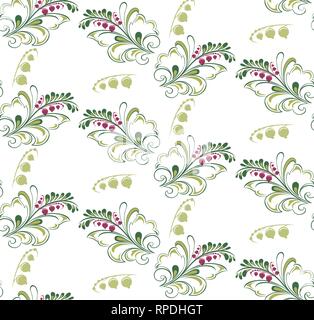 Floral ornament. Seamless pattern. Beautiful interlacing of branches ...